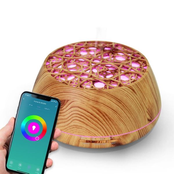 Quality 400ml Wood Grain Electric Smart Wifi Aroma Essential Oil Diffuser Ultrasonic Air Humidifier with Tuya APP Remote Control for sale