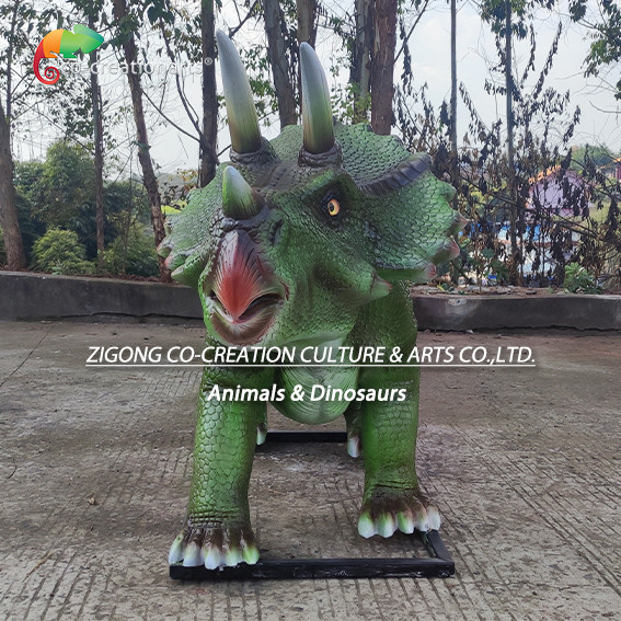 Quality Interactive Fiberglass Triceratops Ride-On: Child-Friendly Dinosaur Sculpture for sale