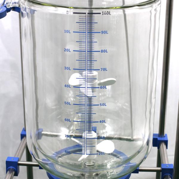 Quality Double Layer Glass Reactor PTFE Sealing Stainless Steel Frame for sale