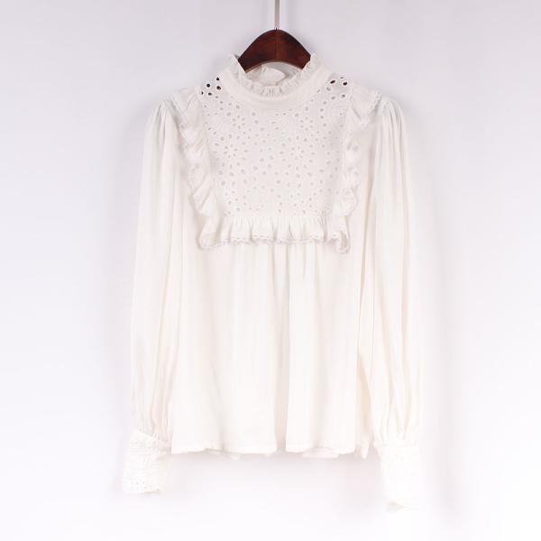 Quality Embroidery Trims Tencel Rayon White Women Blouse for sale