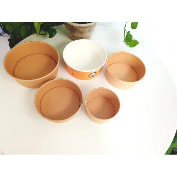Quality 5.000kg Disposable Round Rectangular Kraft Paper Bowl Soup Salad Bowl Initial for sale