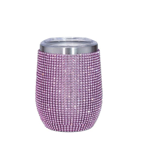 Quality Exquisite 360ml Rhinestone Bling Tumbler Egg Shape 12 Oz Insulated Tumbler With Lid Vacuum Sealed Insulation Customized Color 9.7*23.2cm for sale