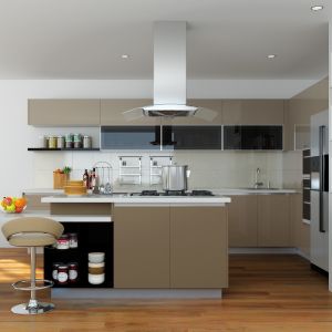 Quality MC World Free Design Modular Kitchen Wall Cabinet Black Wooden 16-22mm Carcase for sale