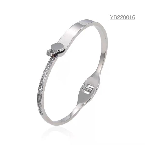 Quality belt buckle design diamond a bracelet silver stainless steel Nail series bangles for sale