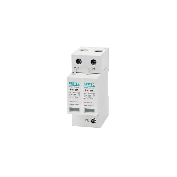 Quality BR-5M 320V 2P Single Phase SPD with 5kA Type 1 + Type 2 Surge Protection Device DIN Rail Mount for sale
