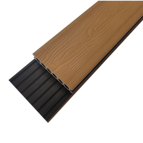 Quality Teak Color Wood Pattern 3D Embossed Co Extruded Composite Decking for sale