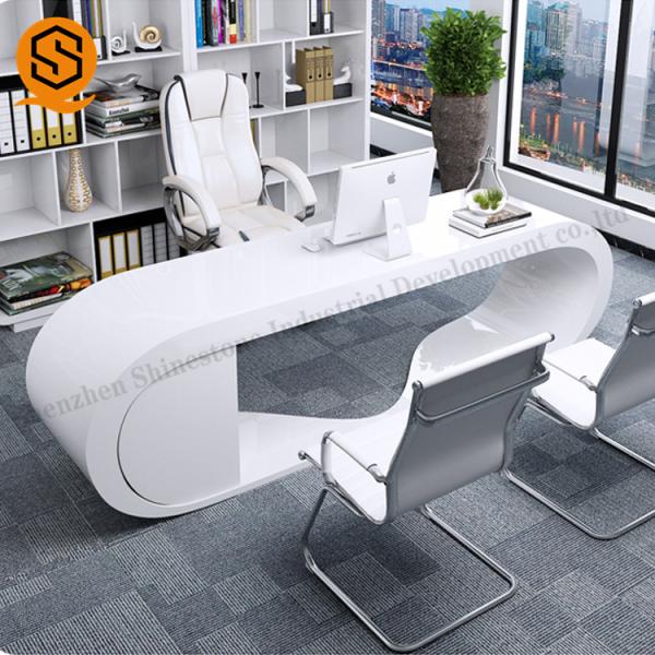 Quality Artificial Stone Curved Executive Desk Shaped Customized Requirement for sale