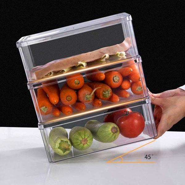 Quality Clear Fresh Storage Stackable Plastic Fridge Organizer With Cover for sale