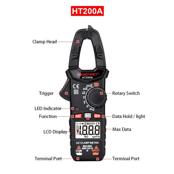 Quality Double Backlight Handheld Mini Digital Clamp Meter for sale