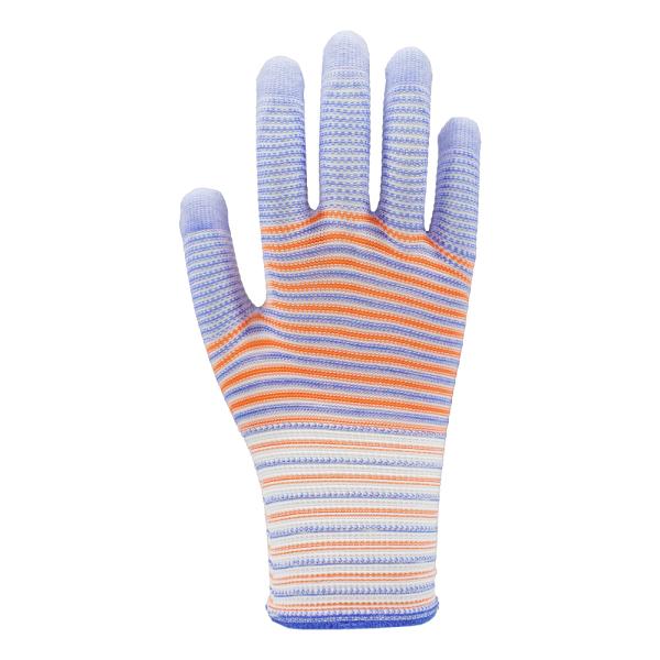 Quality 13 Gauge Polyester PU Palm Coated Gloves With Zebra Design for sale