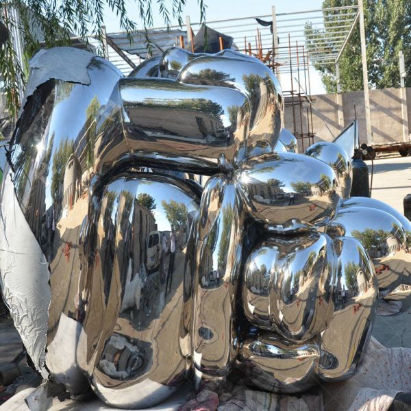 Quality 3M High Mirror Polished Stainless Steel Falling Stone Artwork for sale