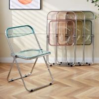 Quality Green Blue Acrylic Foldable Chair Adjustable Clear Plastic Folding Chair for sale