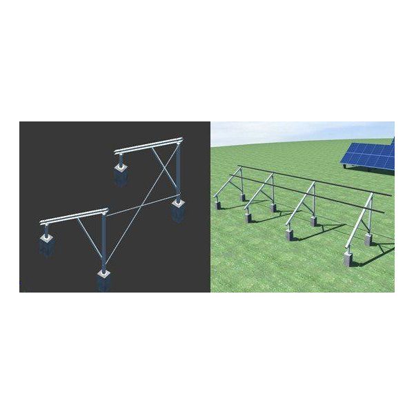 Quality Concrete Base Solar Panel Ground Mounting Systems Double Pole Type for sale