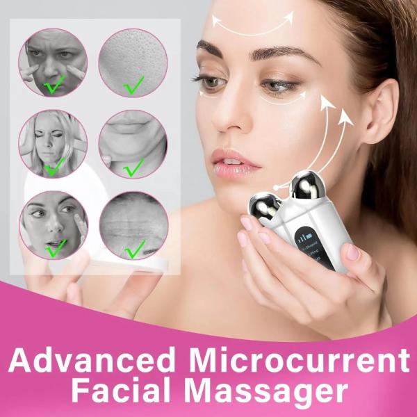 Quality 3D Facial Neck Massager Anti Aging Wrinkle Remover EMS Double Roller Face Massager for sale