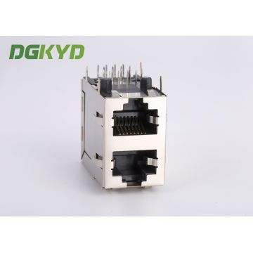 Quality 2x1 Modular Jack Stack Dual Port RJ45 Magnetics 100Mb Ethernet Connector for sale