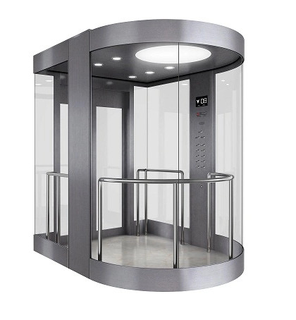 Quality 36 Floors Panoramic Glass Elevator MRL Machine Room Less Traction for sale