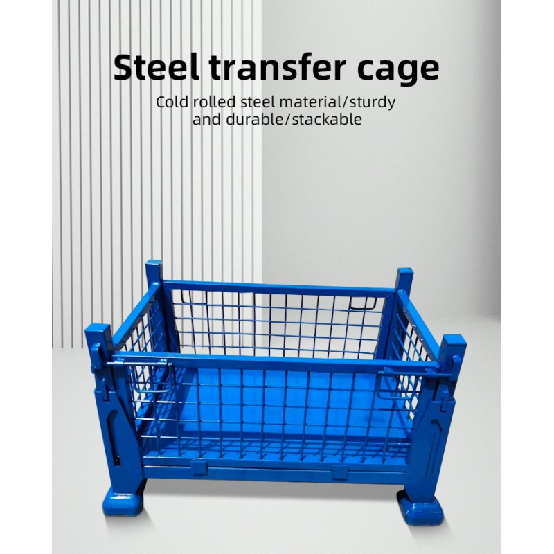 Wire mesh steel storage cage - front view