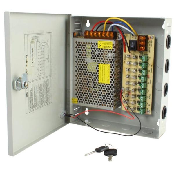 Quality Output Type Single 9 Port 5 Amp 12V DC Distribution Power Supply Box Cabinet for for sale