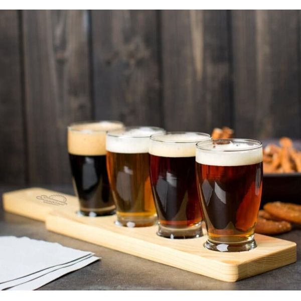 Quality Handmade 5oz Craft Beer Tasting Kit , Craft Beer Glasses Set With Wooden Paddle for sale