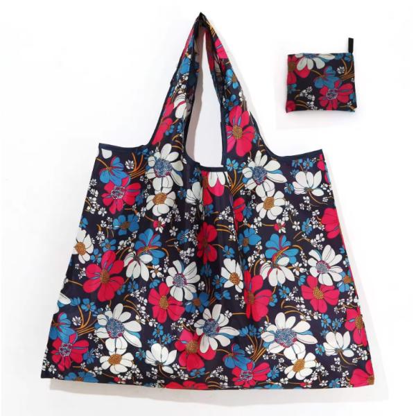 Quality Reusable Grocery Foldable Shopping Bag 190T Polyester Washable for sale