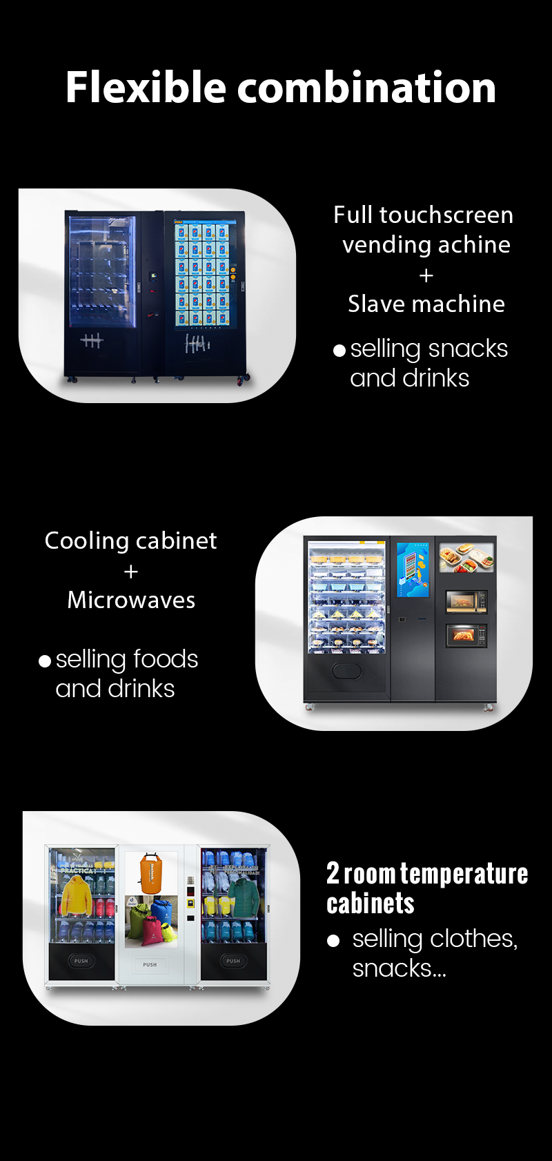 High Capacity Outdoor Combo Vending machine with weatherproof House street food drinks vending machine