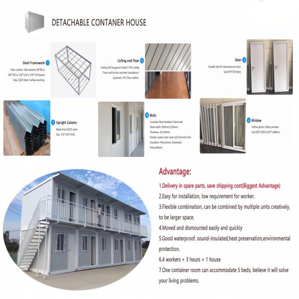 Quality Detachable Container Galvanized Steel Frame Prefab Casa for Mobile Housing or for sale