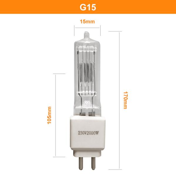 Quality 2000w Bi Pin Halogen Bulb 230v 50000 Lumen G15 for sale