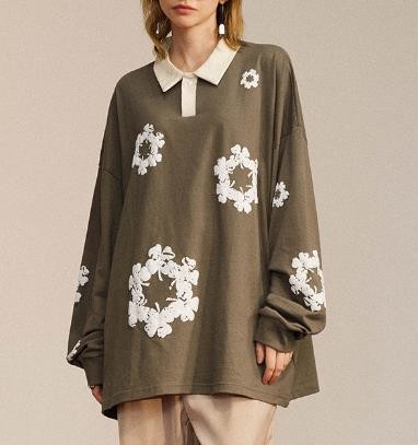 Quality Small Quantity Clothing Manufacturer Casual Long Sleeve Puff Print Snowflake for sale