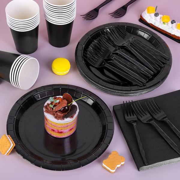 Quality 2023 Gold Polka Dots on Pink Background Disposable Paper Dinnerware Sets for for sale