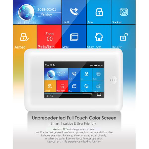 Quality 433Mhz WIFI GSM Alarm System 1900mHA Smart Alarm Sensor Touch Screen for sale