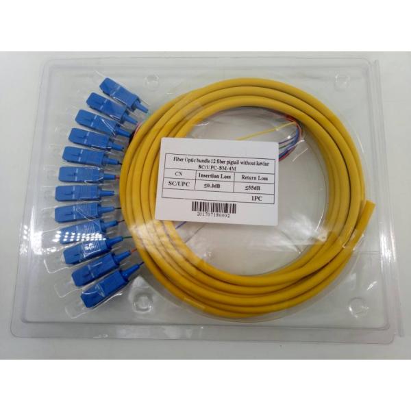 Quality SC / UPC Fiber Optic Pigtail 12 Fibers / Colors Bundle Pigtail Without Kevlar for sale