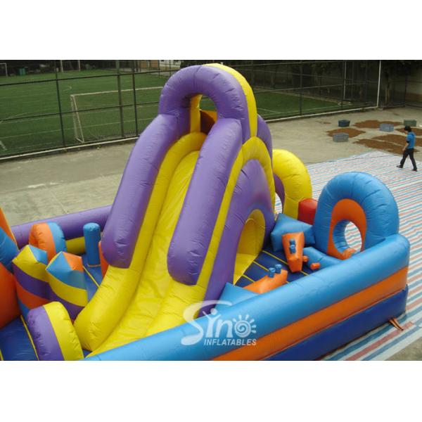 Quality Giant Double Lane Slide Kids Inflatable Obstacle Course For Outdoor for sale