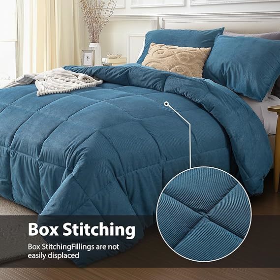 Quality Comforter Set - Premium Corduroy Fabric and Breathable Microfiber for year round comforter and easy machine washable ftness and easy care machine washable design for sale