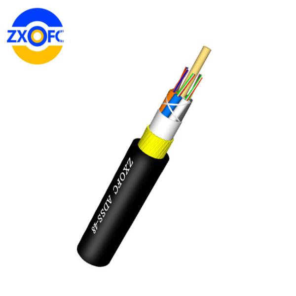 Quality 24 48 Core ADSS Single Mode Fiber Optical Cable With Span 50-400 meters G652D for sale