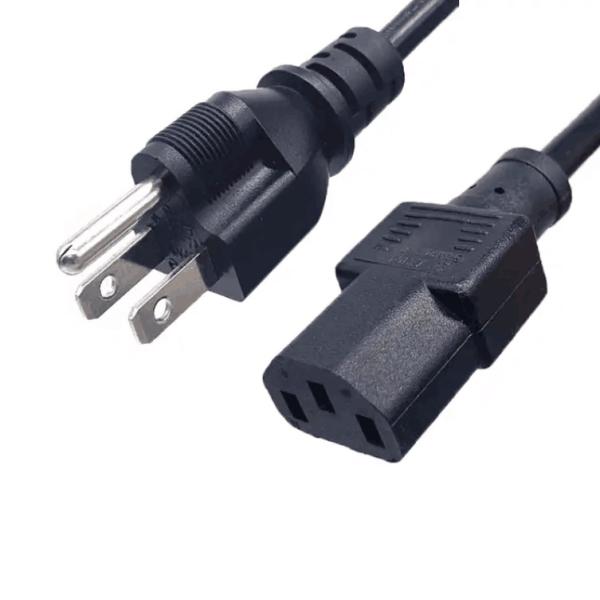 Quality PVC 3 Pin Japan Power Cable , IEC 320 C13 AC Power Cord 1.8m Black Customized for sale