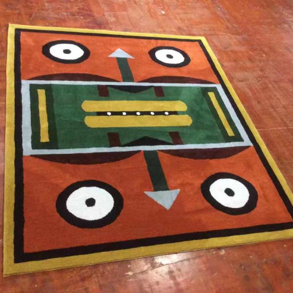 Quality Handmade Logo Rug Mat Carpet with Cotton Cloth Backing and Acrylic Surface for sale