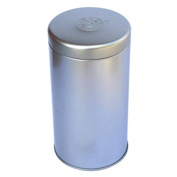 Quality Plain Tea Tin Box Coffee Tin Canister Sliver Tin Container with Embossing on Top for sale