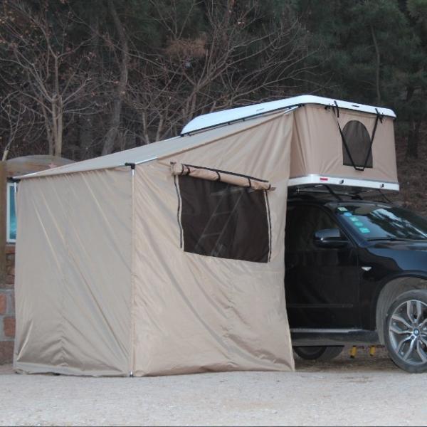 Quality Beige Fiberglass Roof Top Tent with Annex Room and Aluminum Ladder Gross Weight 75KG for sale