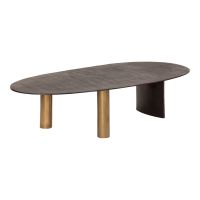 Quality Modern Metal Top glass Oval Coffee Table Brown With Stainless Steel Legs for sale