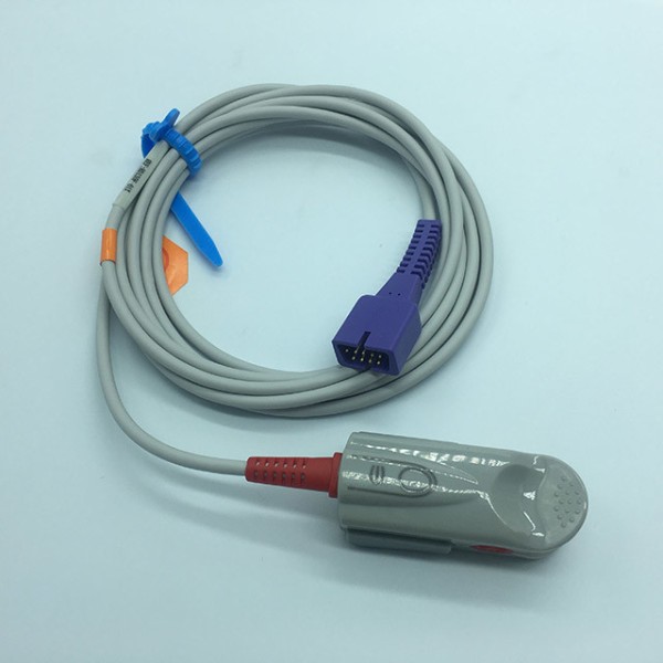 Quality Adult Finger Monitor SPO2 Sensor 3 Meter Nellco Oxima 9 Pin Reusable Gray Color for sale