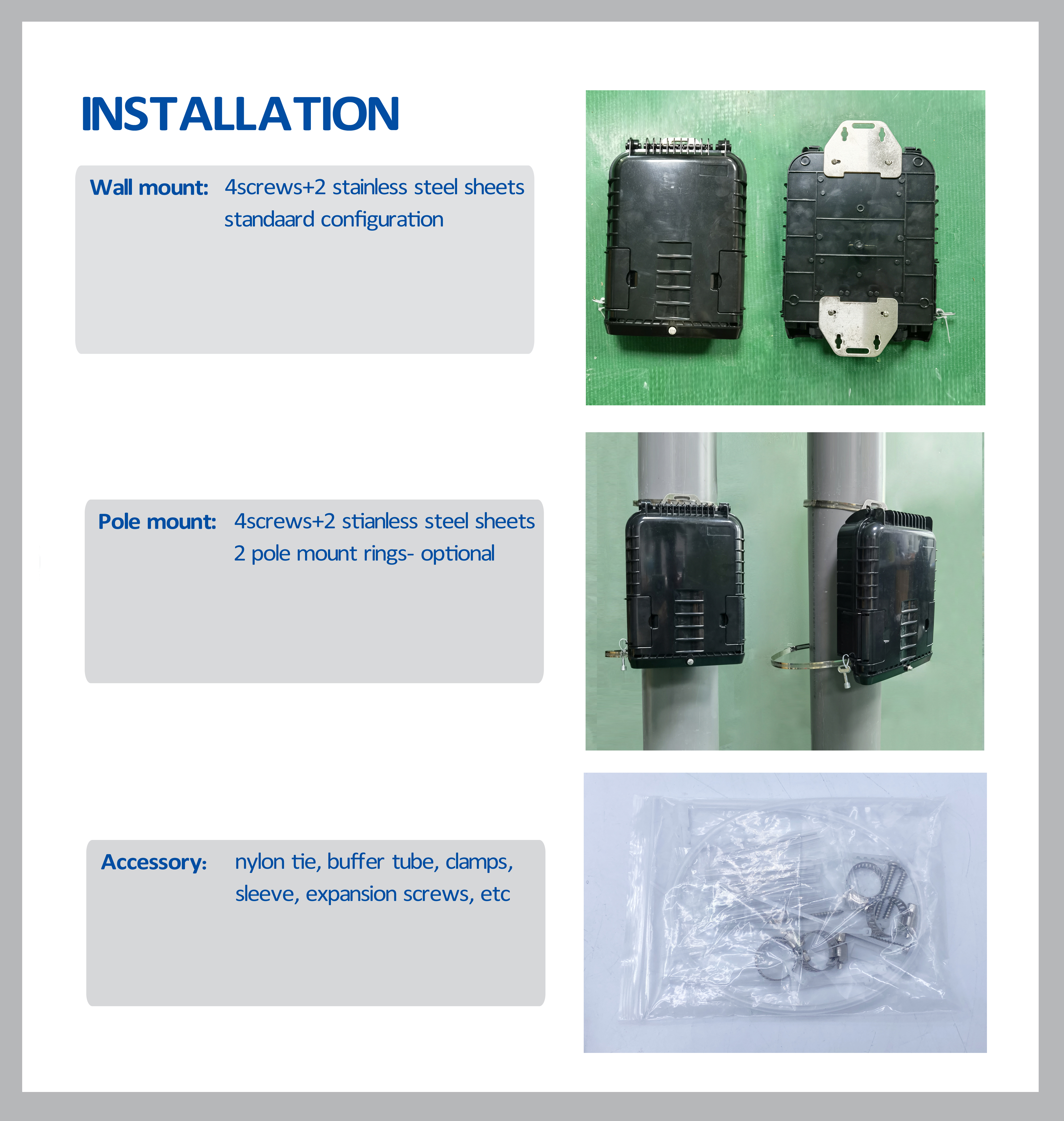 Fiber optic splitter box 16cores installation method