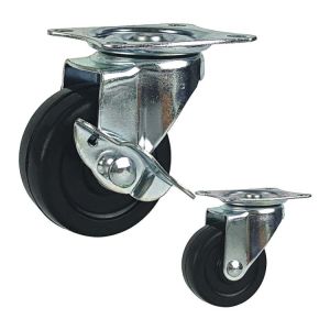 Quality 40kg Loading 2.5inch Rubber Light Duty Casters With Side Brake for sale