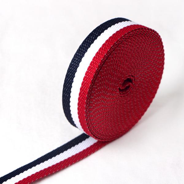 Quality Double Face Style Tricolor Weaving Ribbon for Recycled Tricolor Holiday Nylon for sale