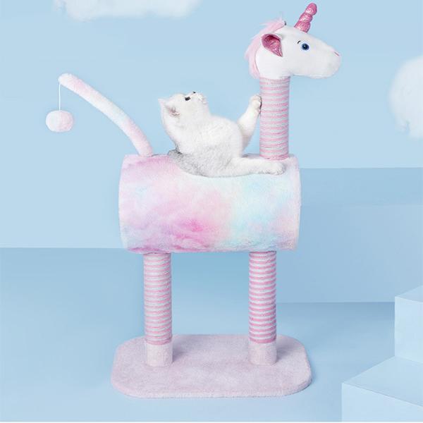 Quality Cute Unicorn Pink Sisal Cat Scratching Post for sale