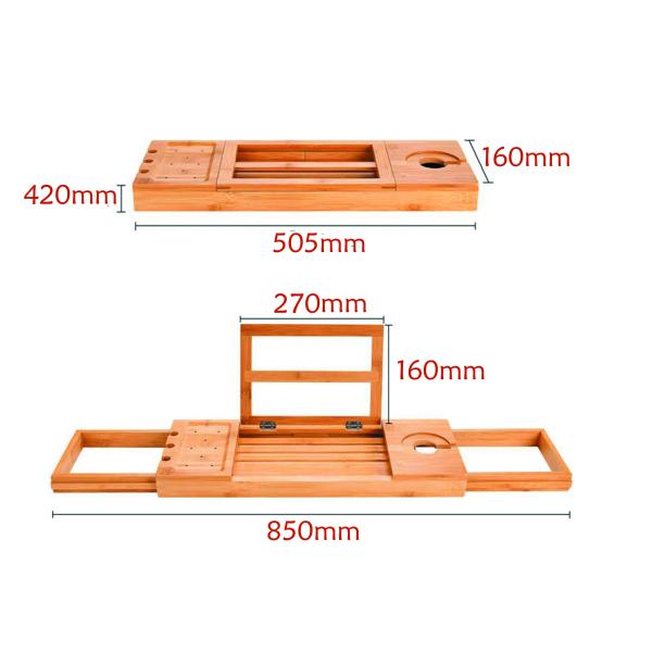 Quality Extra Large Expandable Bathtub Tray Laptop Ipad Holder 2 In 1 100% Bamboo for sale