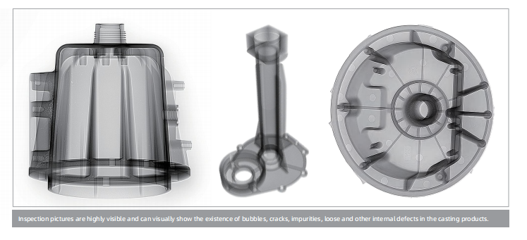 Unicomp UNC160 X-ray machine inspection sample showing internal defect detection in cast components