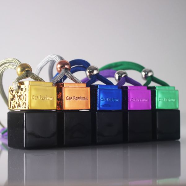 Quality Empty Muti Color Car Perfume Glass Bottle , Hanging Car Diffuser Bottles With Screw Cap for sale