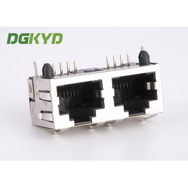 Quality Right angle PCB mount dual port combo RJ45 connector ethernet modular jack for sale