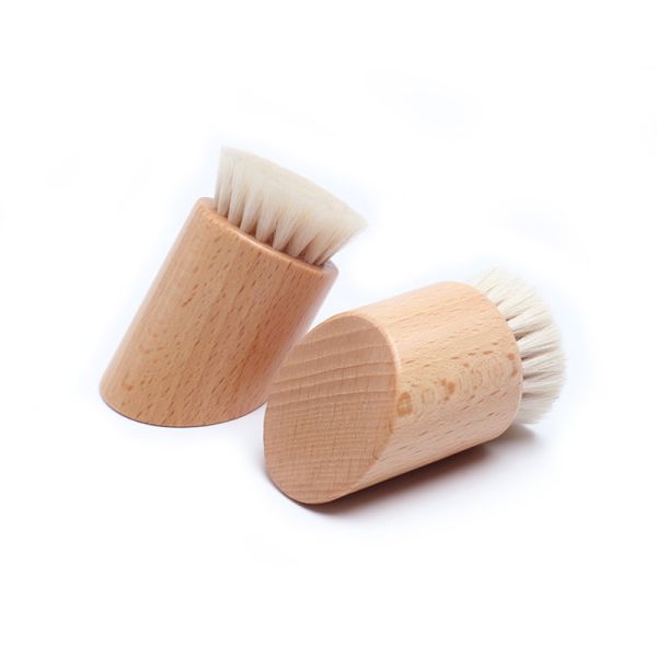 Quality Wooden Handle Facial Cleaning Brush Makeup Remover Brush With Super Soft Goat Bristle for sale