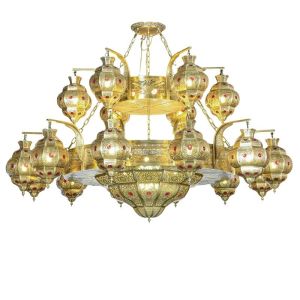 Quality Glass Shade LED Black Copper Chandelier With Switch Control Laser Engraving Logo for sale